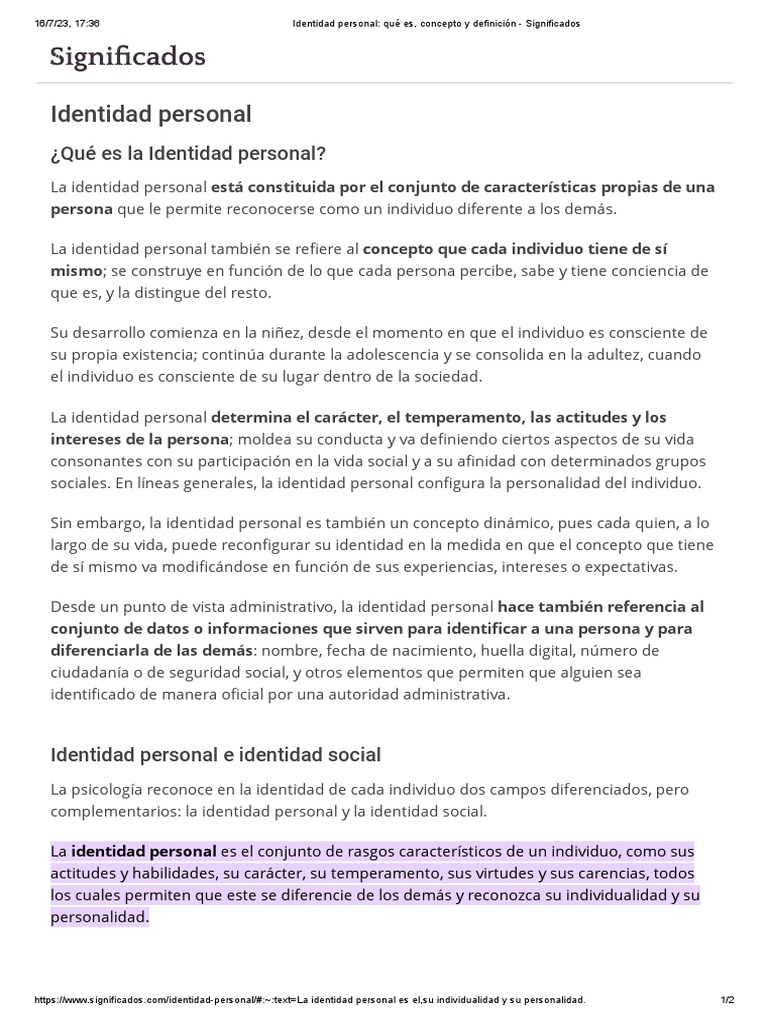 CONCEPTOS - Identidad Personal - Qué Es, Concepto y Definición ...