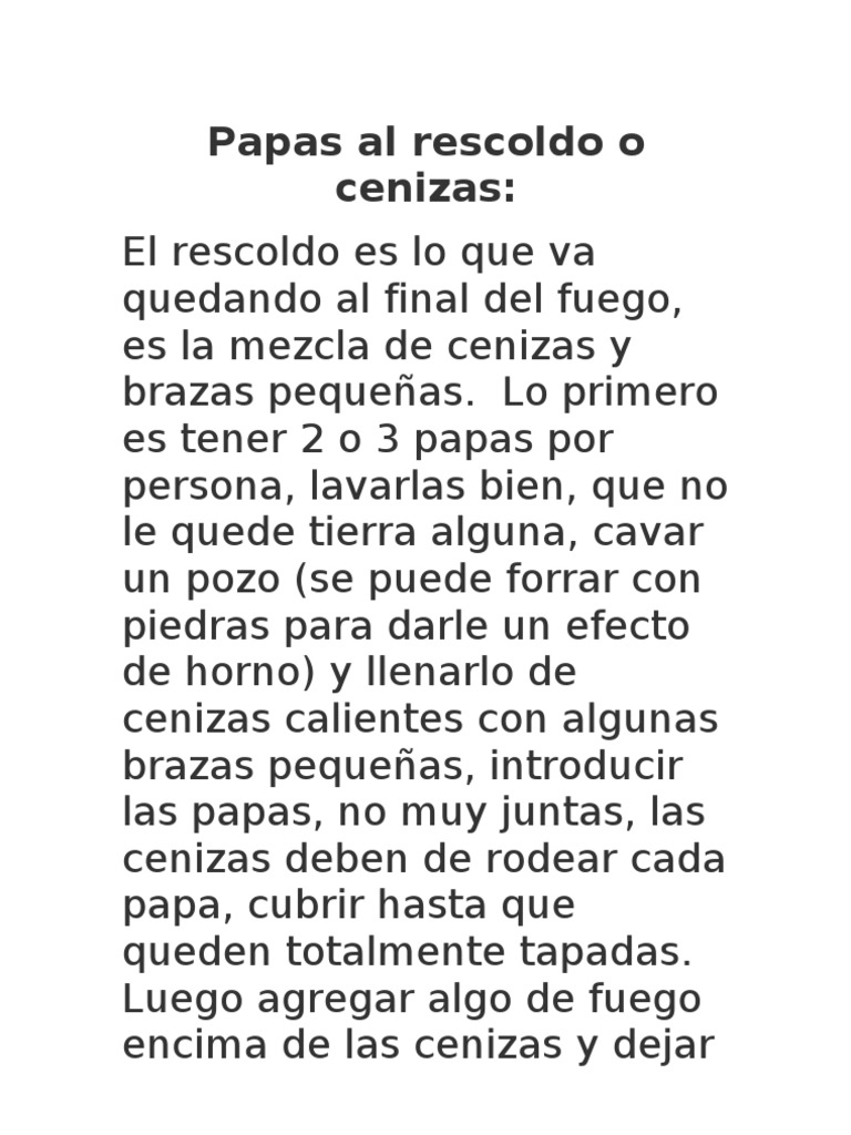 Cómo cocinar papas al rescoldo en menos de 40 minutos | PDF