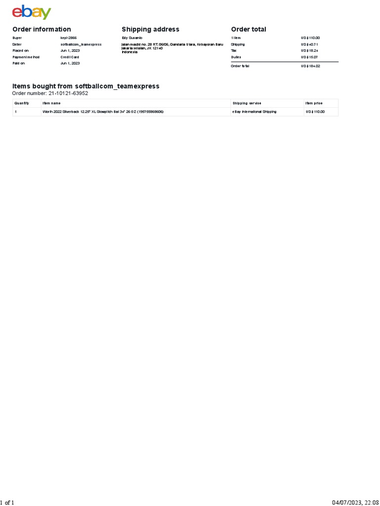 Ebay Invoice | PDF