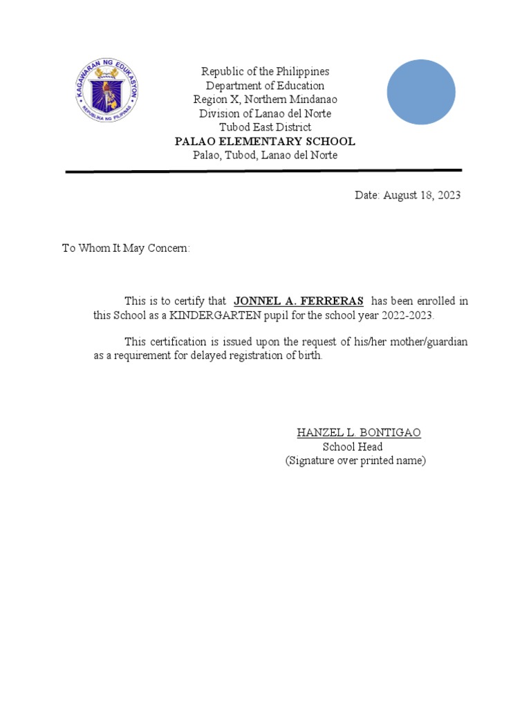 CERTIFICATE ENROLLMENT 4PS | PDF | Social Institutions