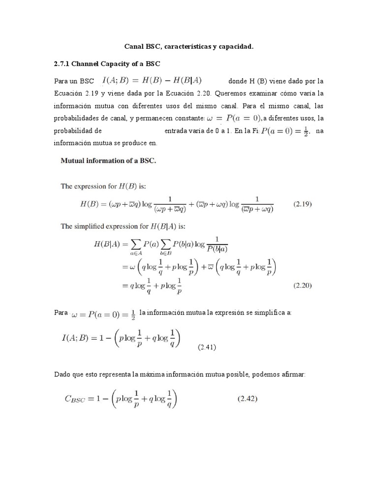 Capacidad de Canales BSC y BEC | PDF