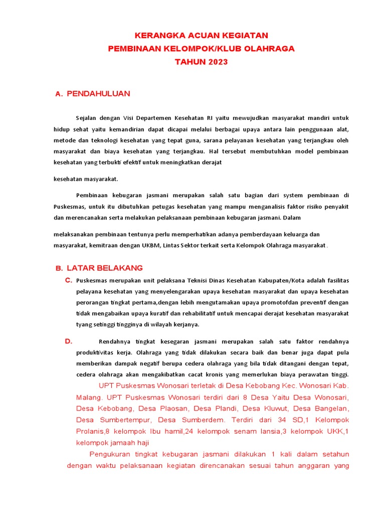 6b. KAK KESORGA (PEMBINAAN) 2023 | PDF | Karier & Perkembangan | Pengembangan Diri