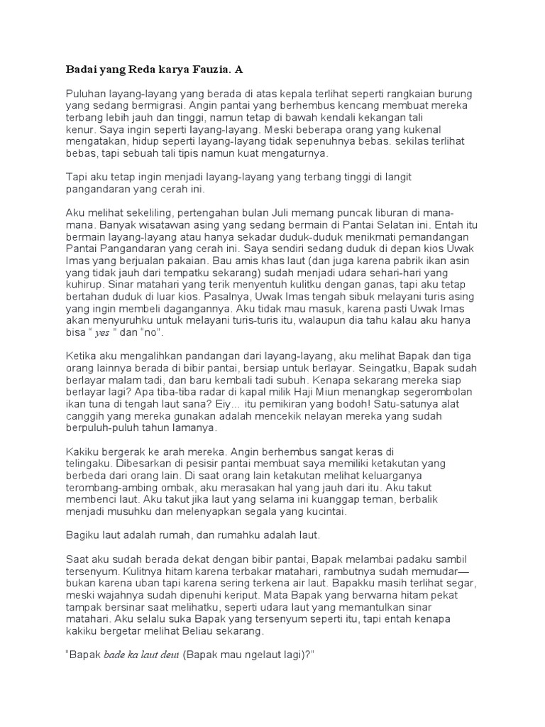 Badai Yang Reda Karya Fauzia | PDF