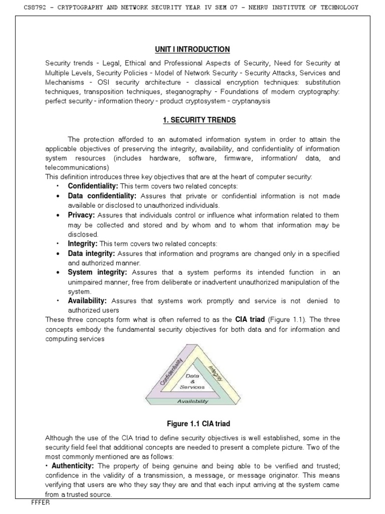 Unit 1 | PDF | Cryptography | Cryptanalysis