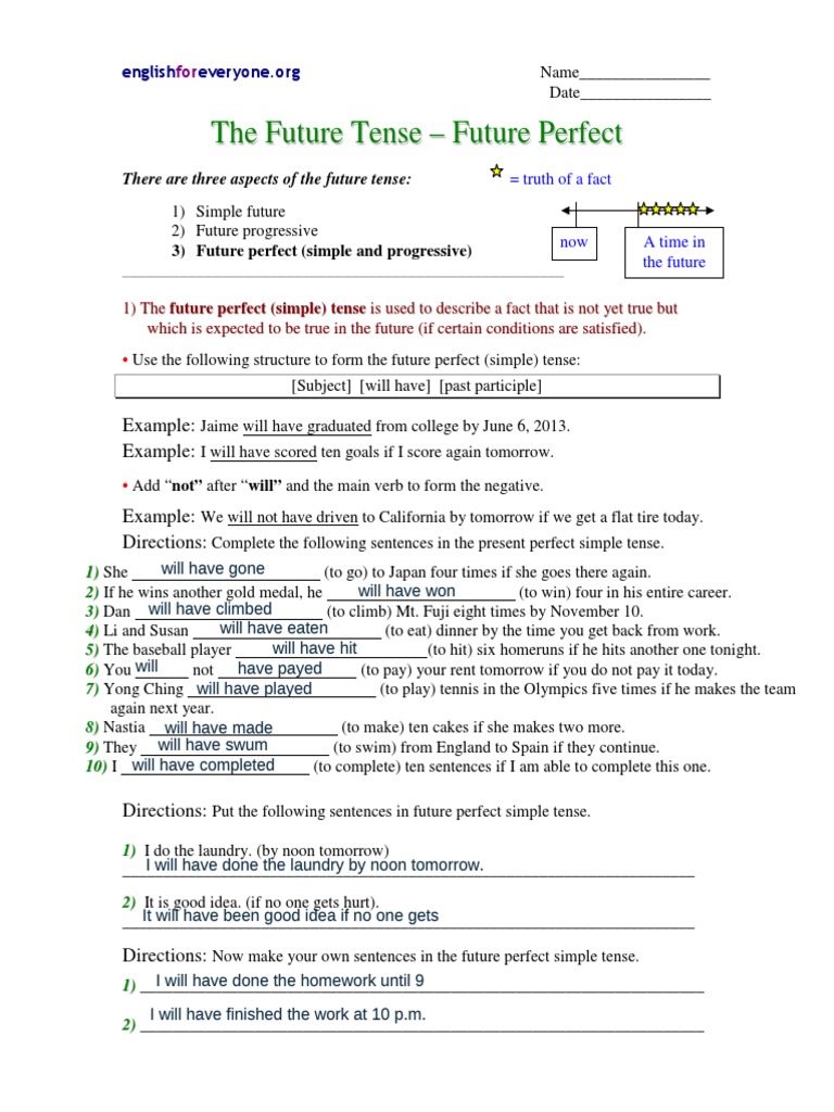 Future Tense - Future Perfect Tense | PDF | Grammar | Linguistics