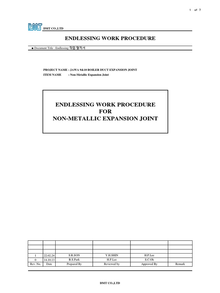 Endlessing Procedure for Expansion Joints | PDF
