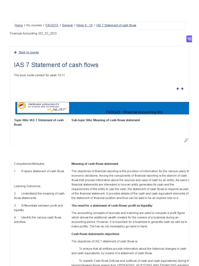 IAS 7 Cash Flows Statement Overview | PDF | Financial Statement | Cash ...