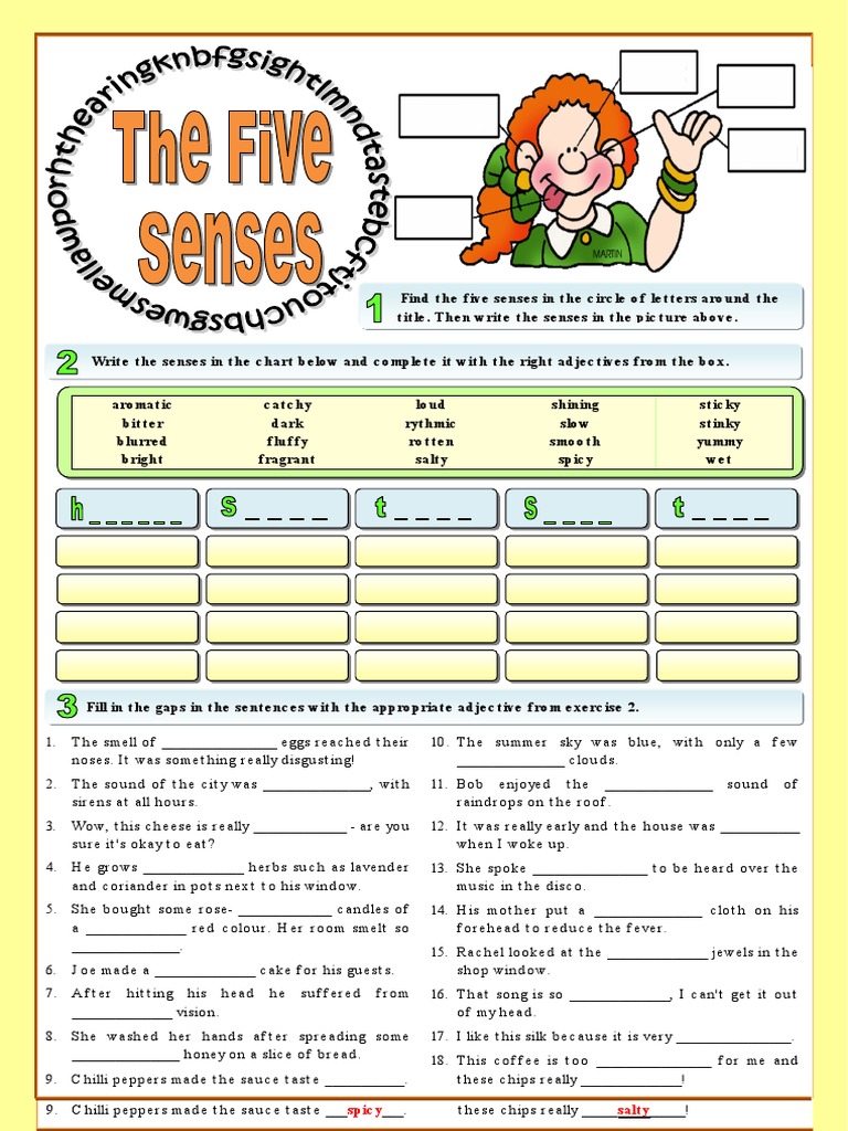 The Five Senses Grammar Drills Information Gap Activities - 94599 | PDF