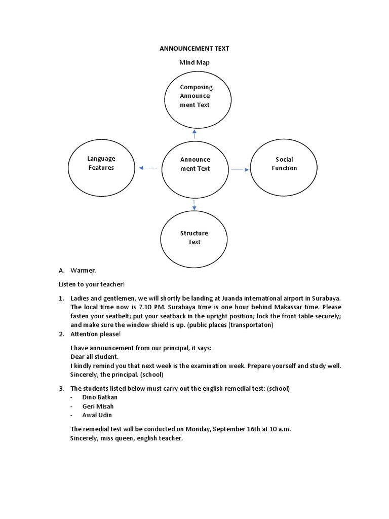Bahan Ajar ANNOUNCEMENT TEXT | PDF