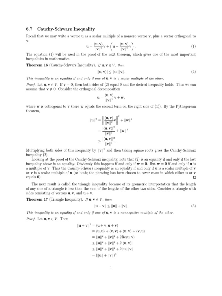 6.7 Cauchy-Schwarz Inequality | PDF | Functions And Mappings | Mathematics