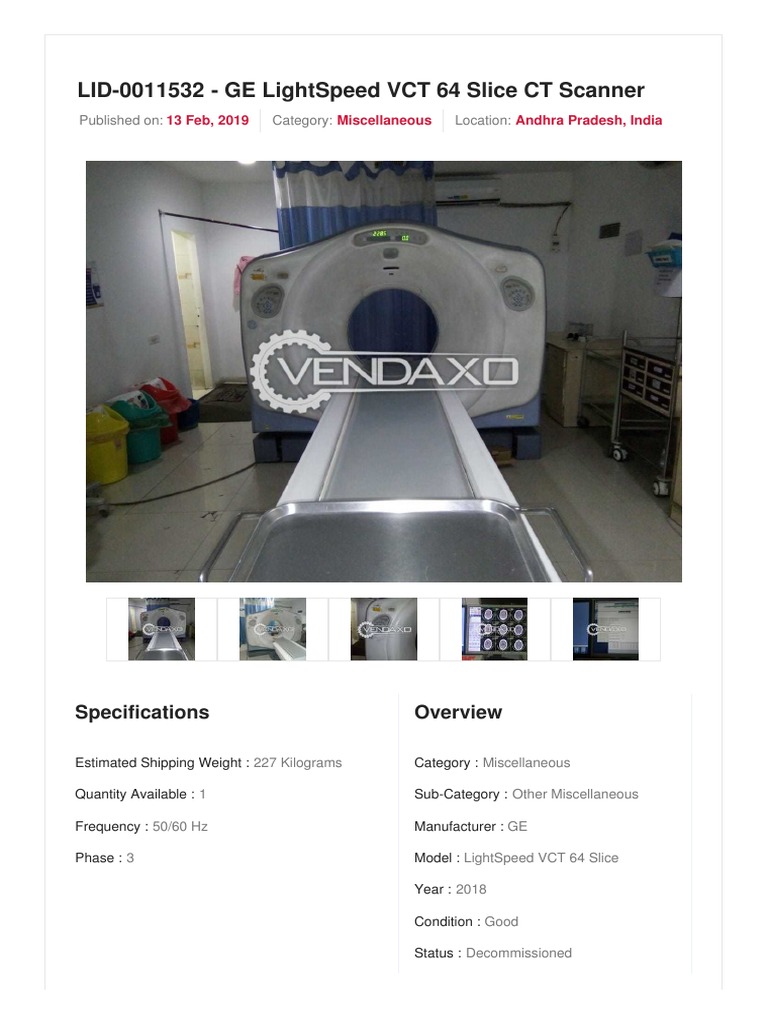 Ge VCT 64 Slice Refurbished CT Scanner Machine | PDF