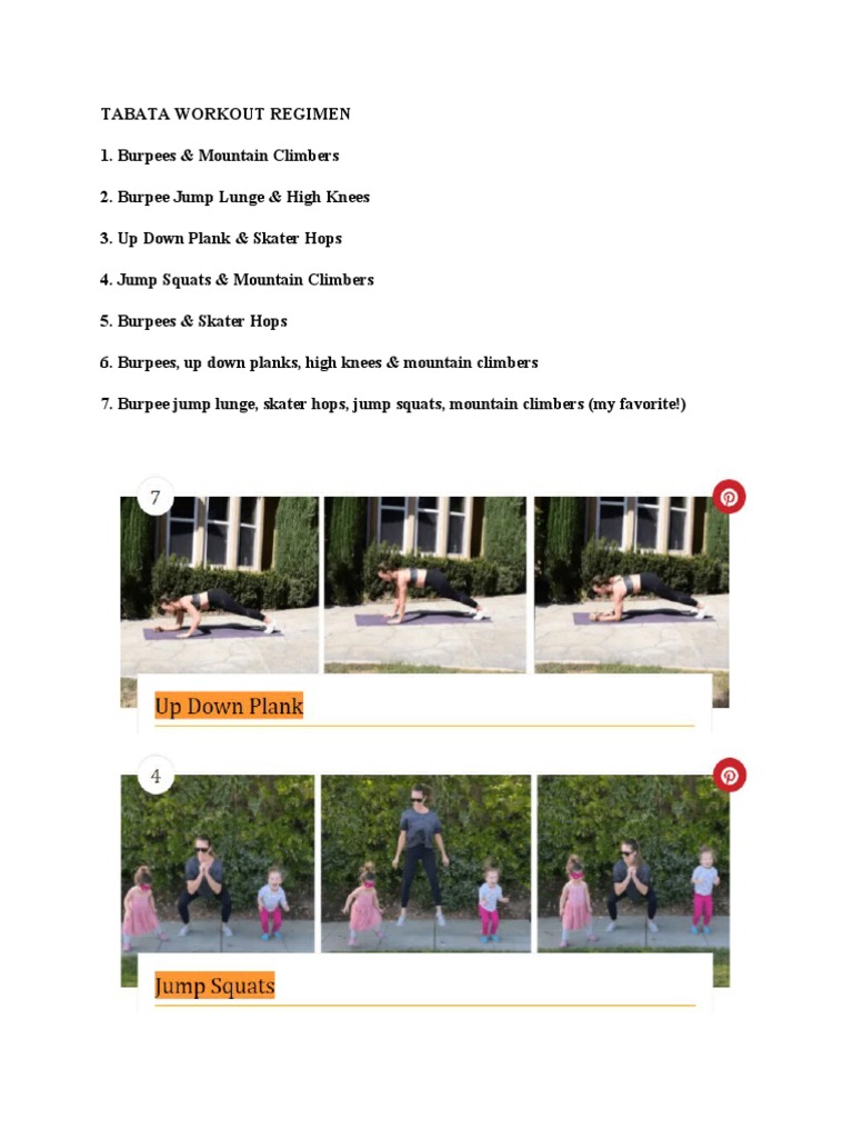Tabata Workout Regimen | PDF