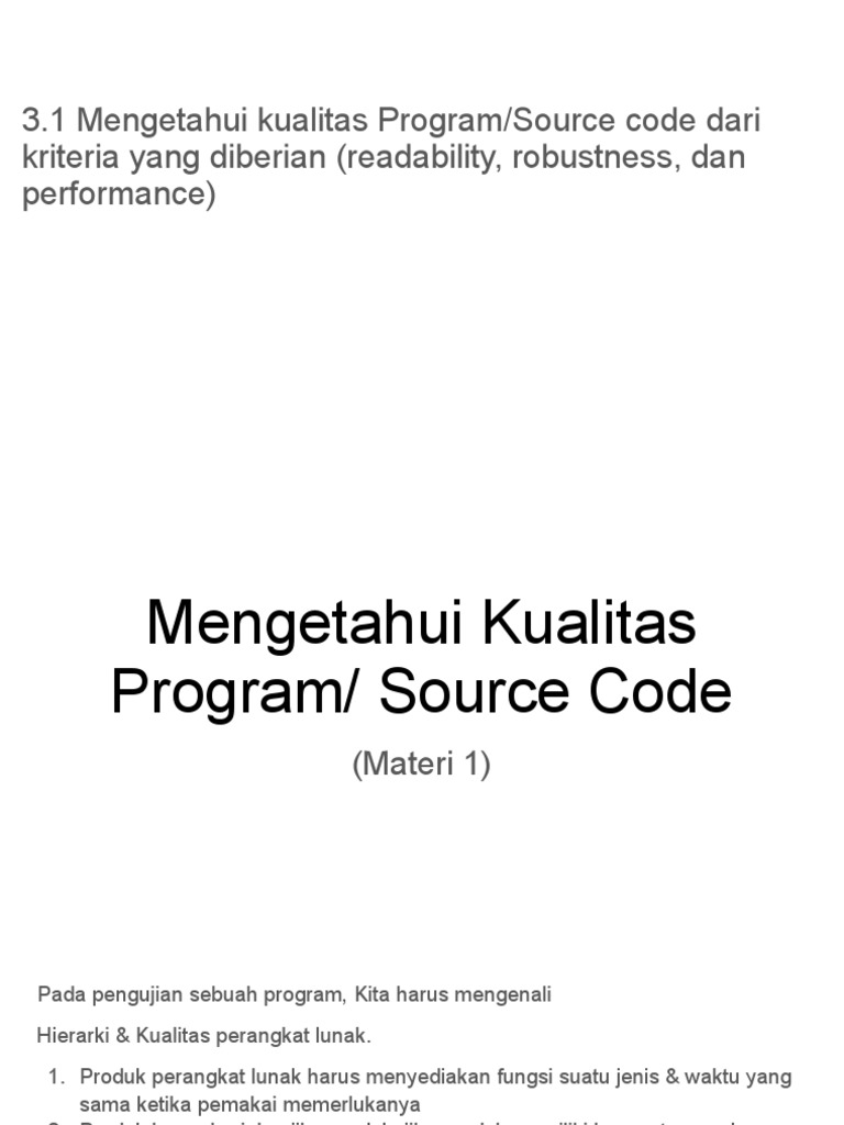 1 31 Mengetahui Kualitas Program Source Code Dari Kriteria Yang Diberikan Readability