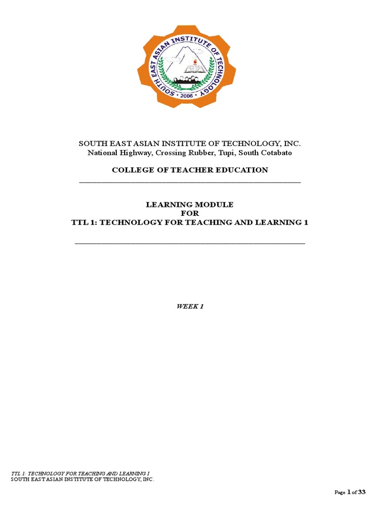TTL 1 Prelim Module | PDF