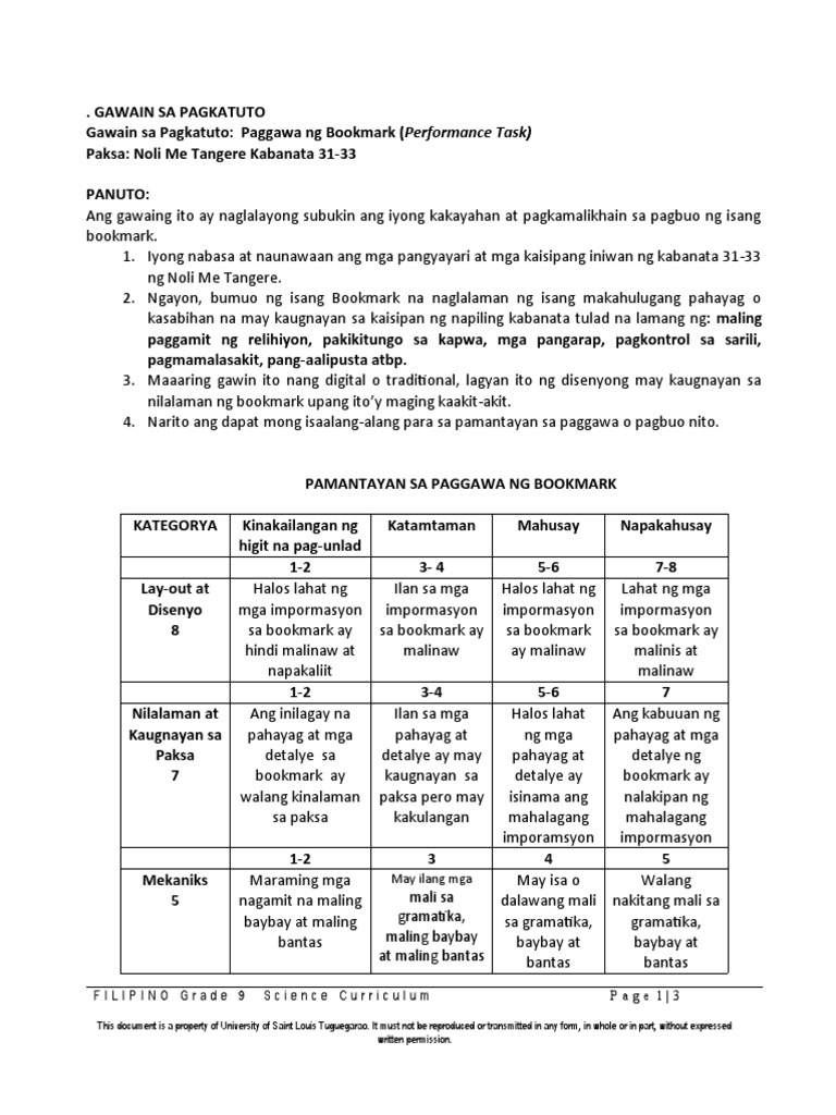 Filipino 9 Week 2 Science Curriculum Worksheet -Third Grading | PDF