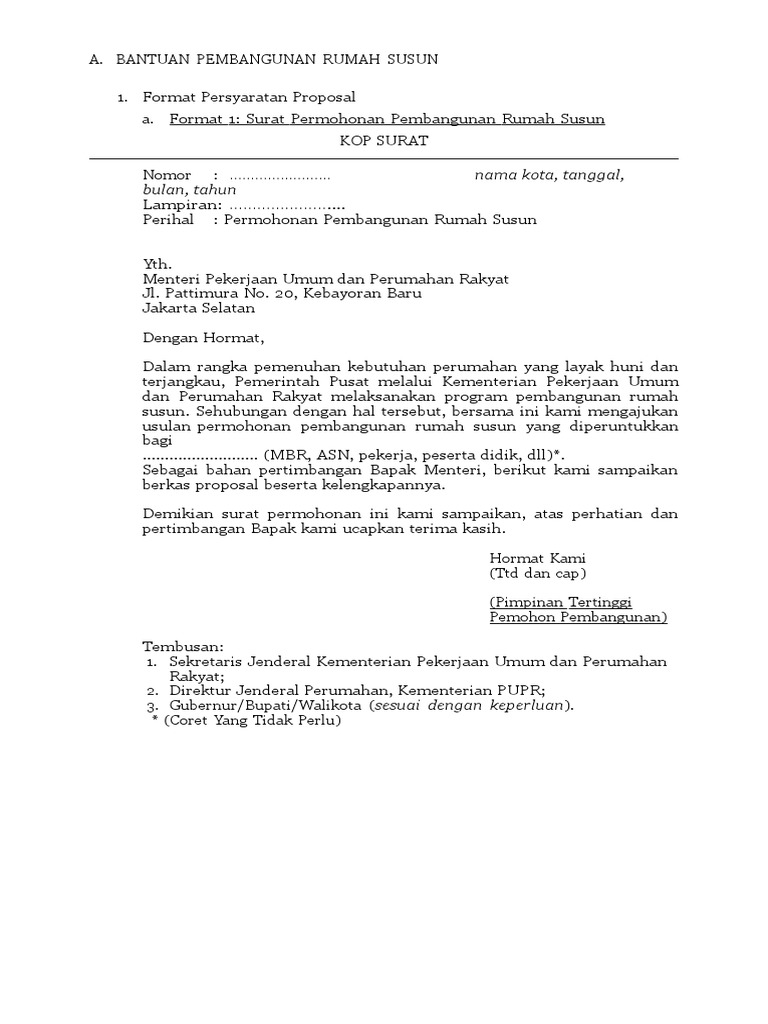 Tahun 2022 PERMEN PUPR No.07 - Format Usulan Rusun | PDF