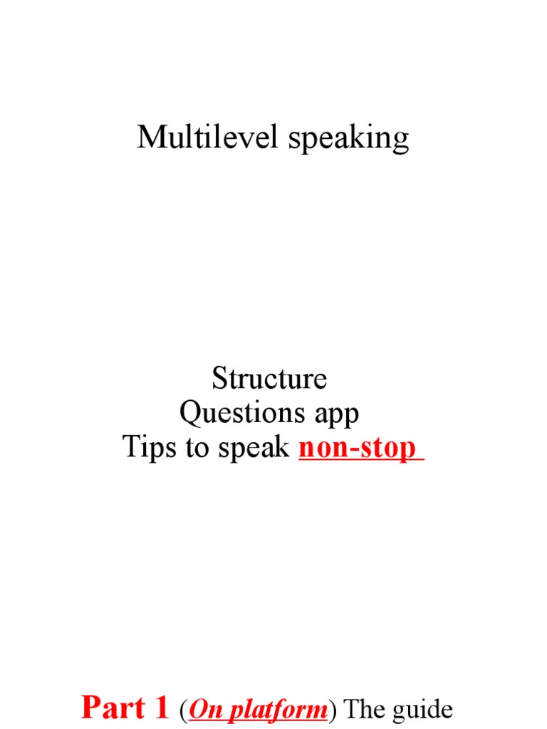 Multilevel Speaking | PDF