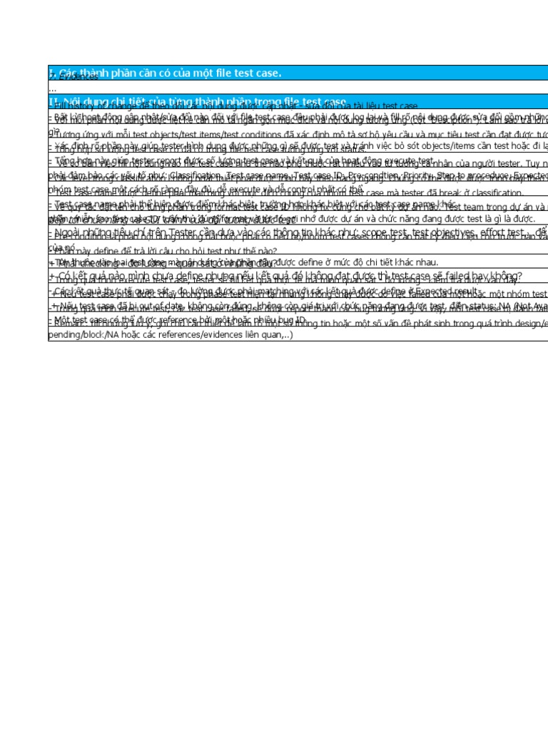 Các thành phần trong file test case | PDF
