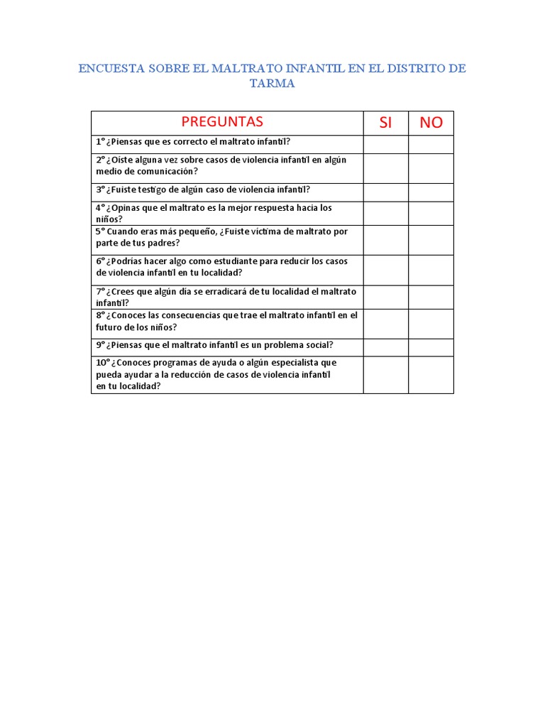 Encuesta Maltrato Infantil | PDF