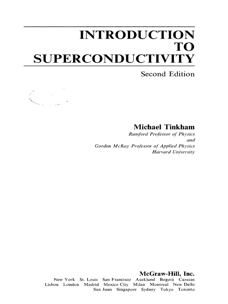 Tinkham M Introduction To Superconductivity | PDF