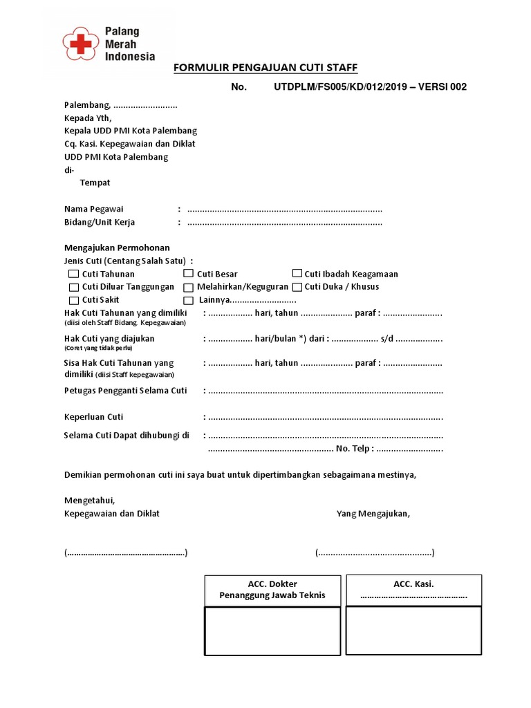 FORMULIR PENGAJUAN CUTI Pegawai | PDF