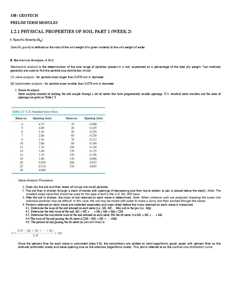 MODULE 2 - Geotechnical Engineering 1 | PDF | Particle Size ...