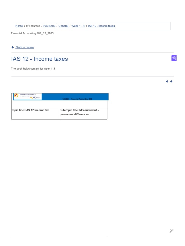 IAS 12 - Income taxes_ Measurement - permanent differences | PDF