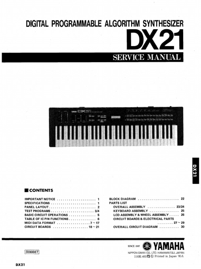 Kopia Yamaha-Dx21-Service-Manual | PDF
