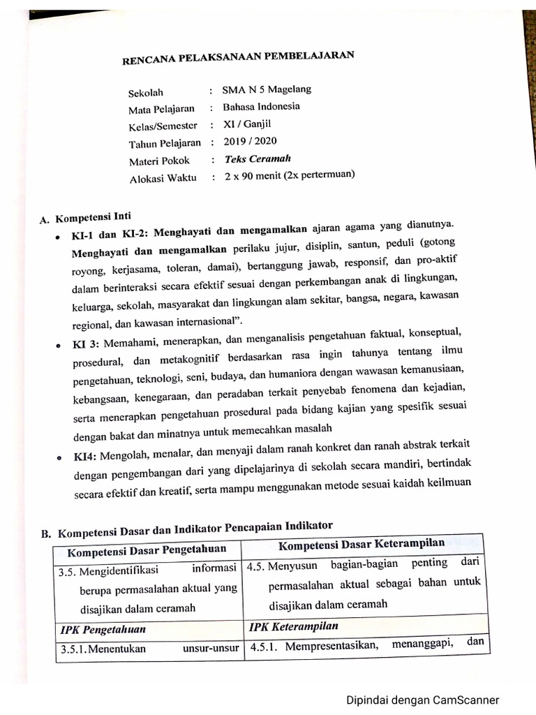 RPP Ceramah Kating | PDF