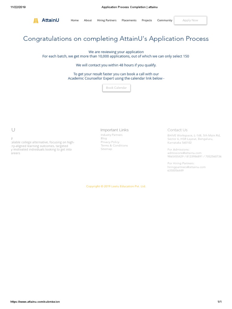 Application Process Completion - Attainu | PDF