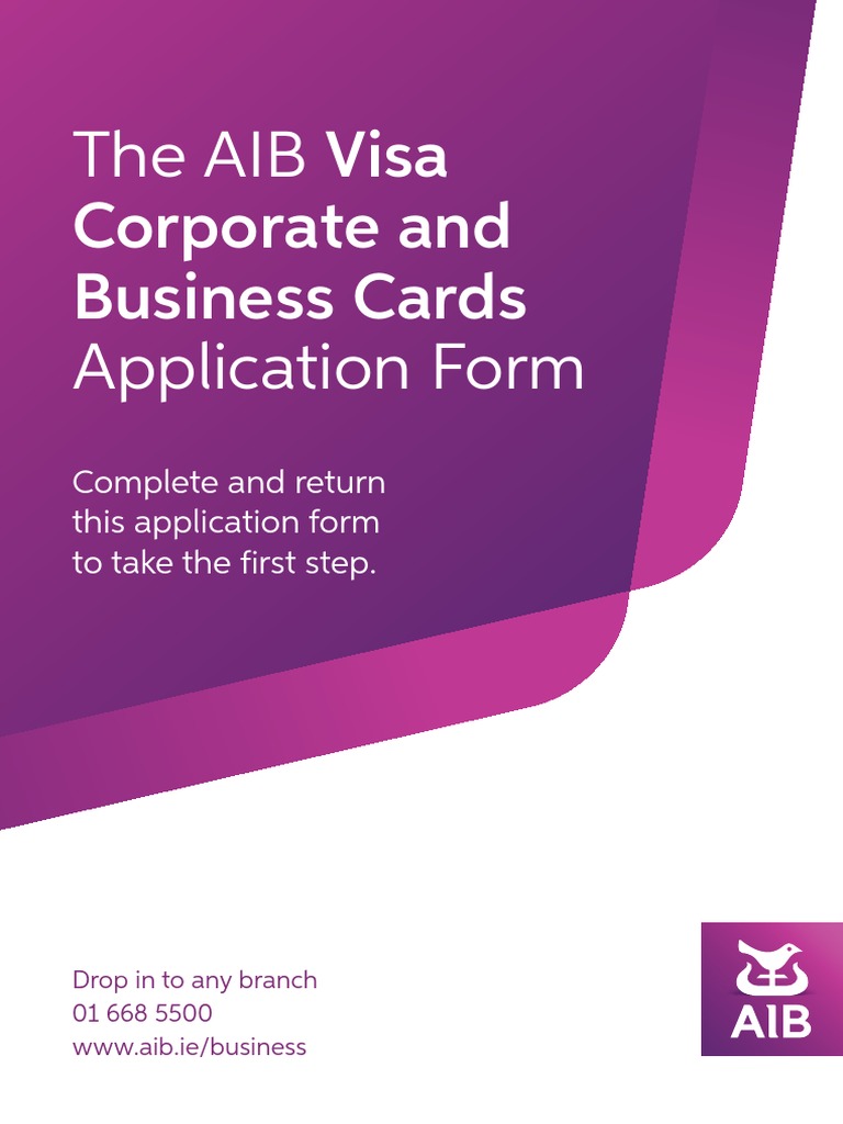 Aib Visa Corporate and Business Cards Application Form | PDF