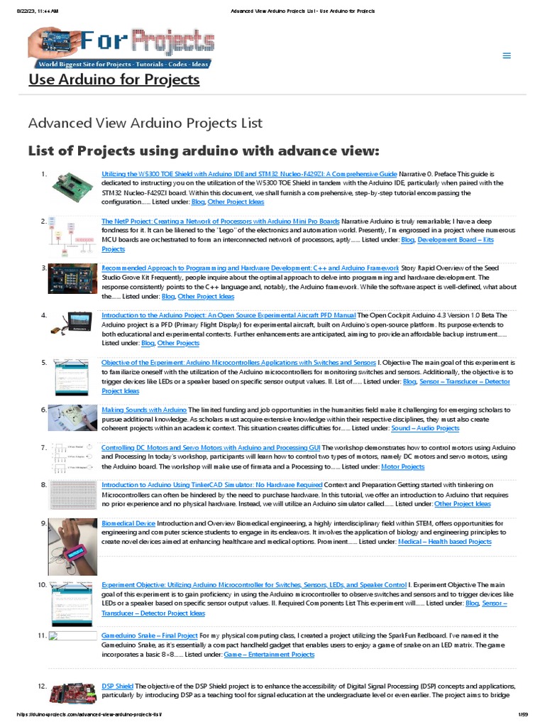 Advanced View Arduino Projects List - Use Arduino For Projects | PDF Advanced View Arduino Projects List - Use Arduino For Projects | PDF