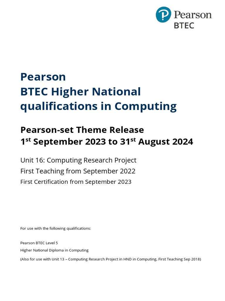 Btec HN Computing l5 Pearson Set Release 2023 24 | PDF