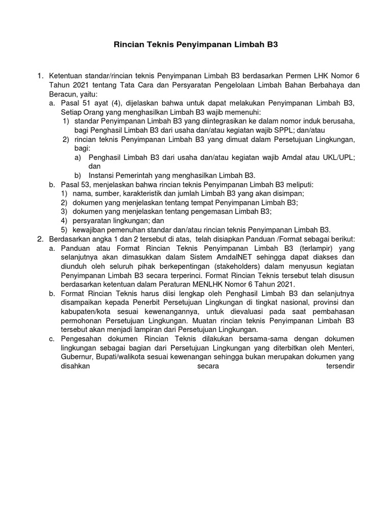 Rincian Teknis Penyimpanan LB3 | PDF
