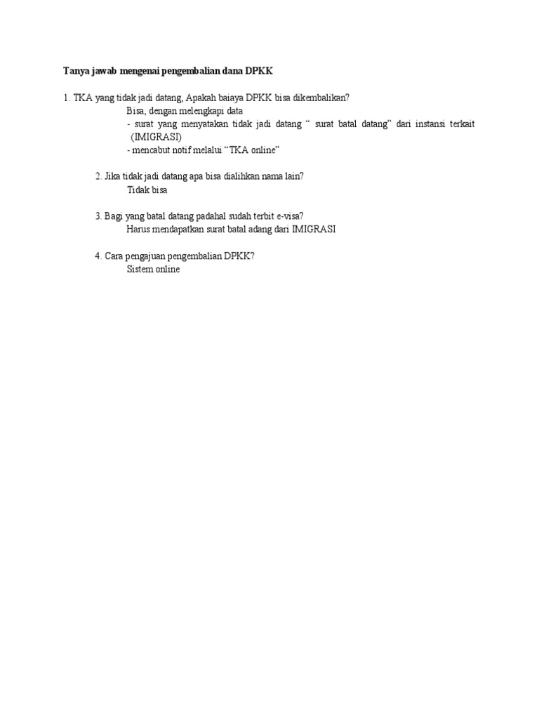 Tanya Jawab Mengenai DPKK | PDF