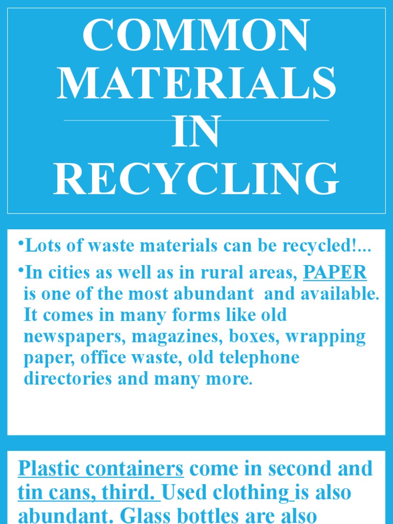 Common materials in recycling | PDF