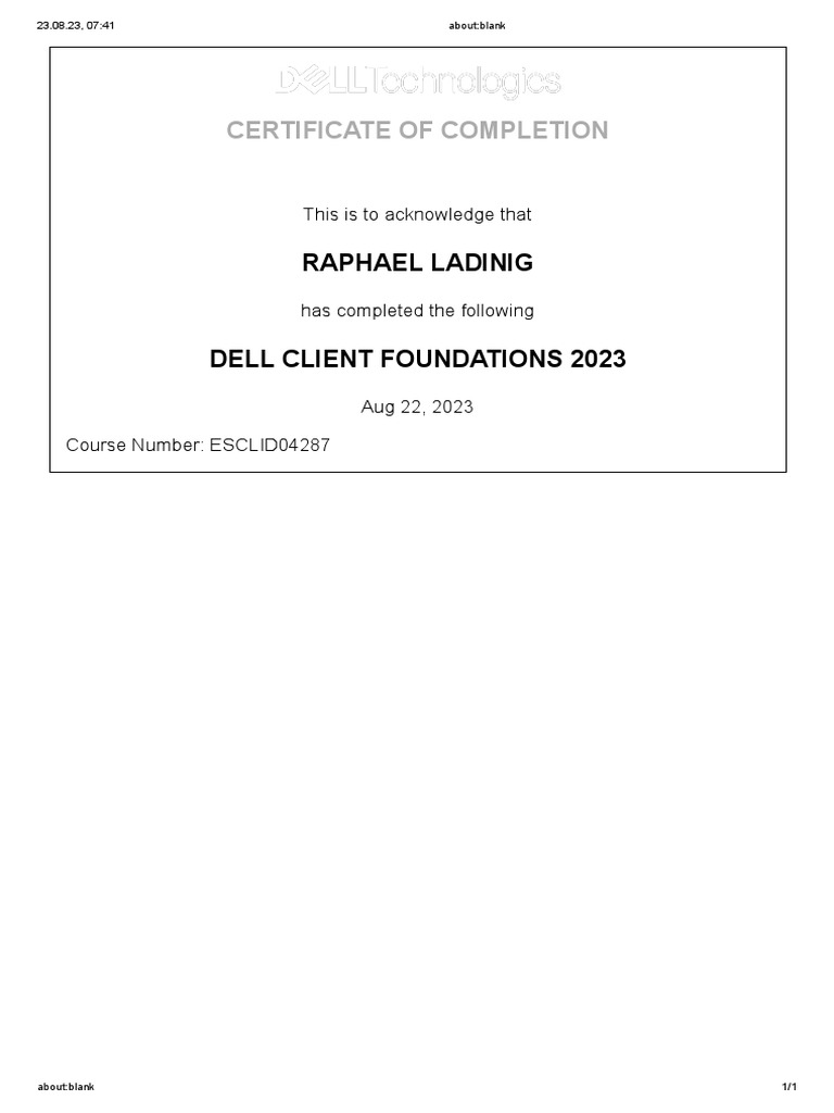 Dell Certificate | PDF