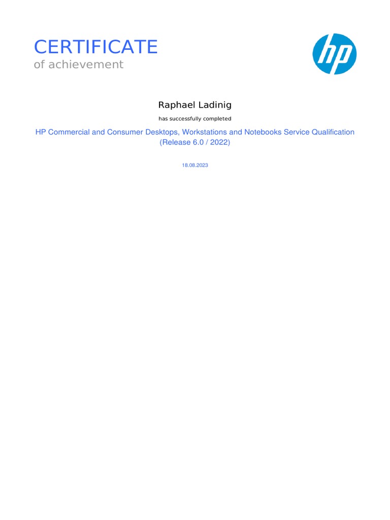 Certificate HP | PDF