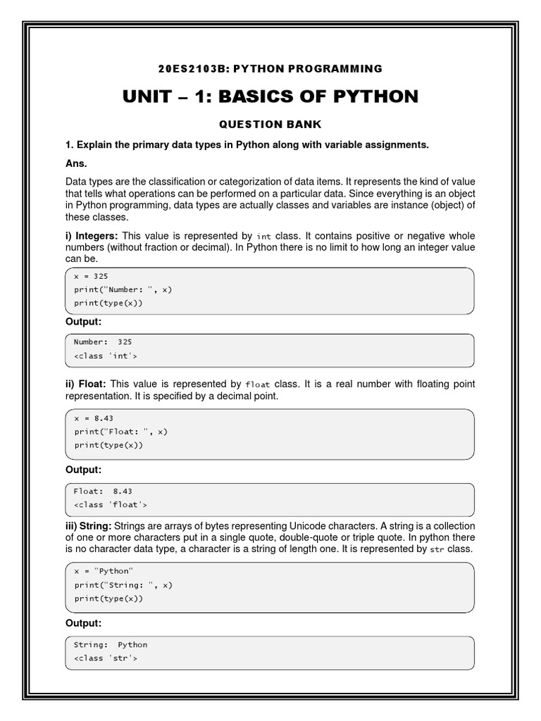 Python UNIT-1 | PDF | Control Flow | Data Type Python UNIT-1 | PDF | Control Flow | Data Type