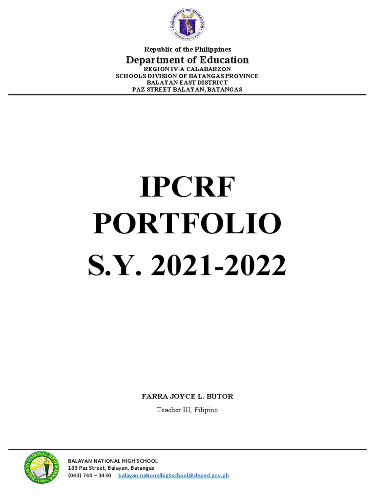 Ipcrf Template | PDF | Learning | Teachers