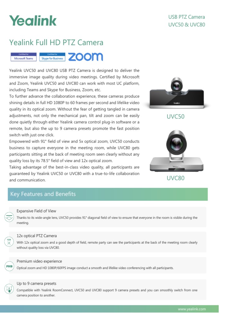 Yealink UVC Camera | PDF | Camera | Zoom Lens