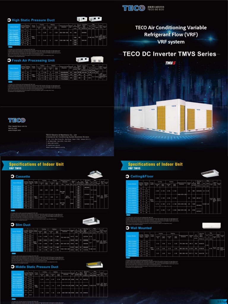 2. TECO Air Conditioning Variable Refrigerant Flow (VRF), VRF System 5-150 TR | PDF | Heat ...
