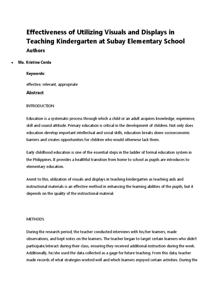 Effectiveness of Utilizing Visuals and Displays in Teaching ...