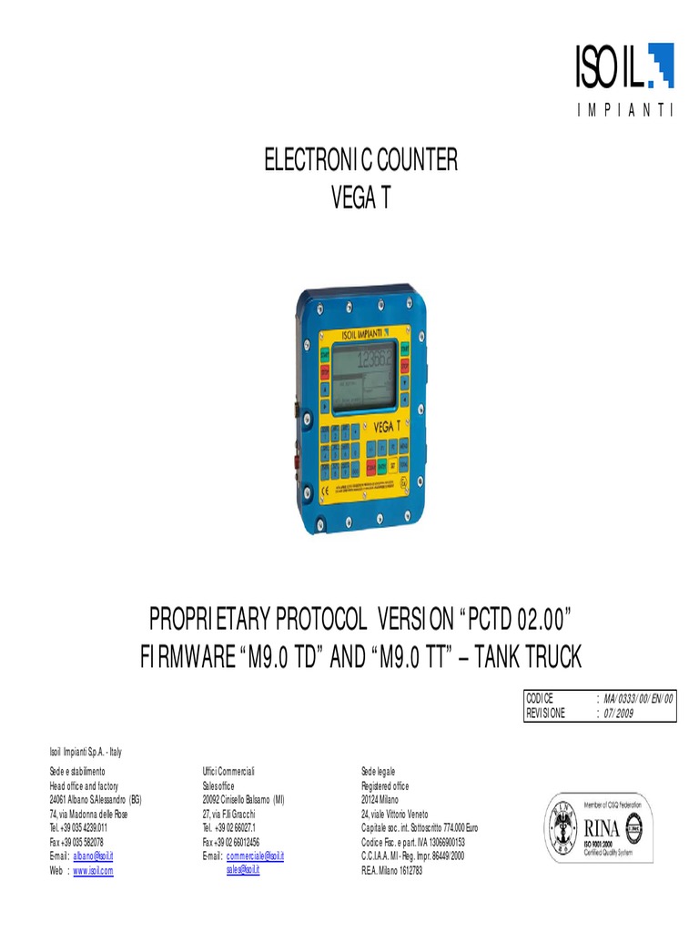Isoil Vega T 333 - 00 - en - 00 - Proprietary Protocol Manual | PDF