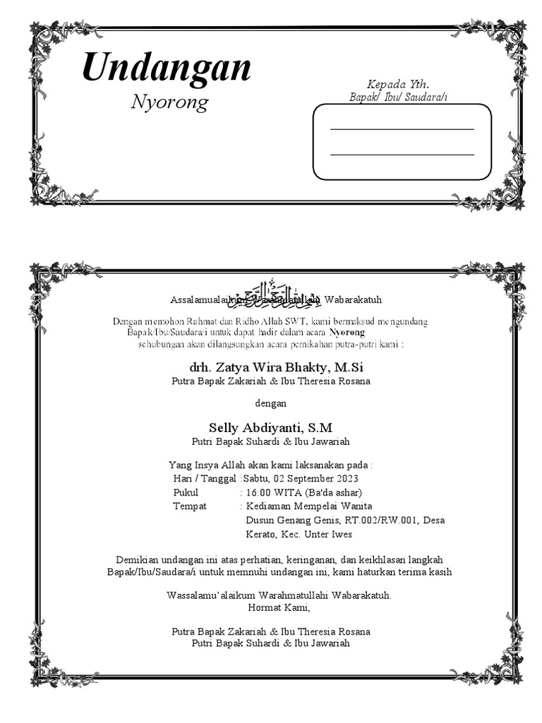 UNDANGAN NYORONG & Tokal Adat | PDF