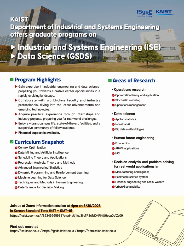 KAIST Graduate Programs On Industrial Engineering and Data Science Web Poster | PDF