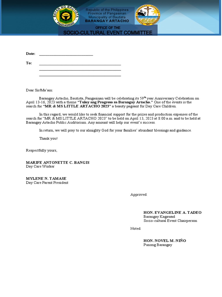 Solicitation Letter Day Care | PDF