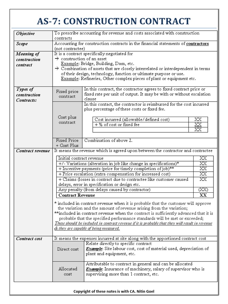 AS 7 Construction Contract | PDF | Cost | Revenue
