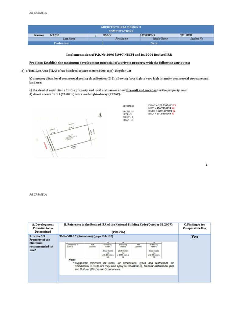 Architectural Design 3 Computations Professor: Date:: Name | PDF | Architectural Elements ...