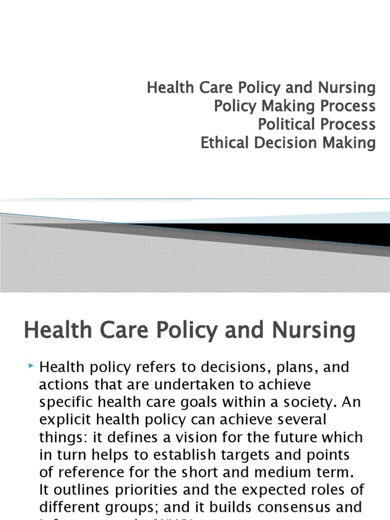 Health Care Policy and Nursing | PDF | Nursing | Policy